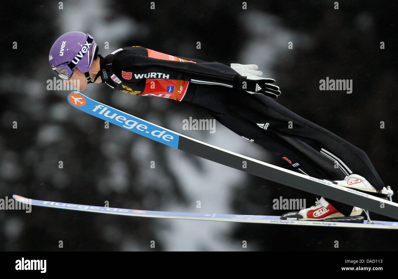 German ski jumper Martin Schmitt takes a training jump during the 60th ...