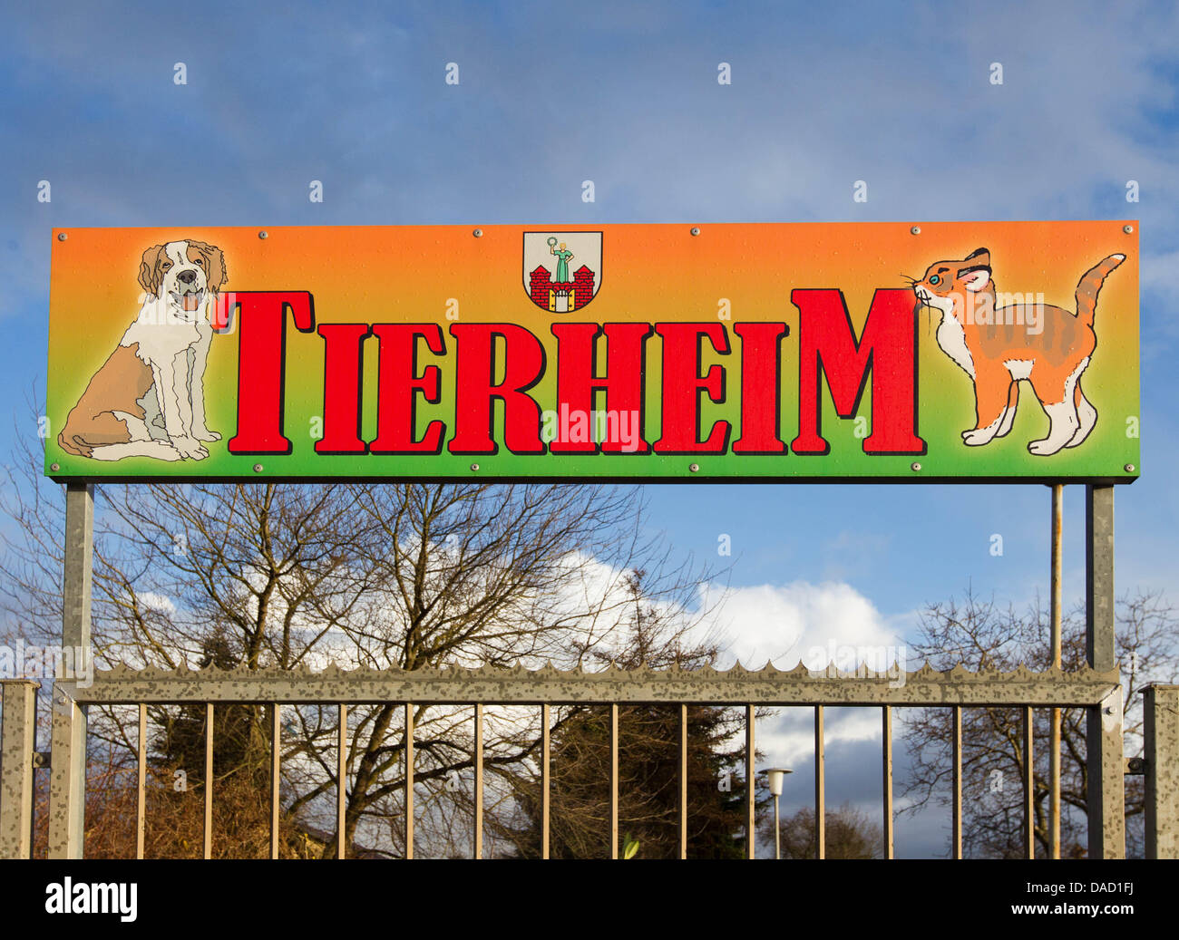The entrance sign to the animal shelter is seen in Magdeburg, Germany ...
