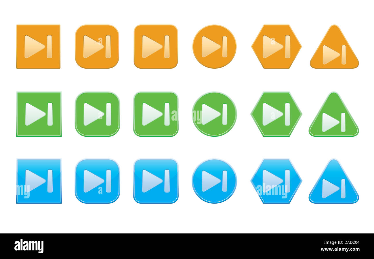 set of go to last icons of different shape Stock Photo - Alamy