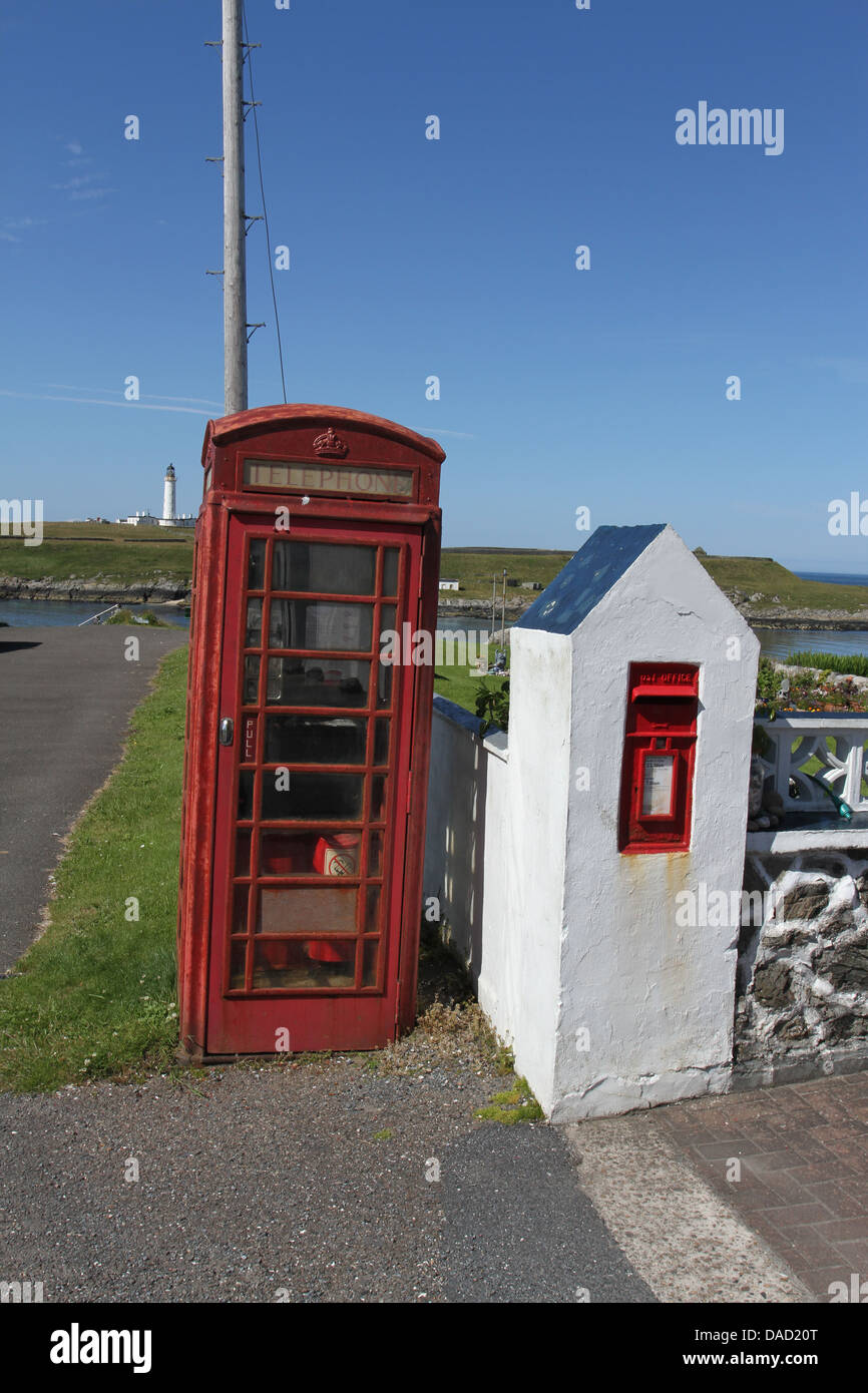 Telephone box and post box Port Wemyss Isle of Islay Scotland July 2013 ...