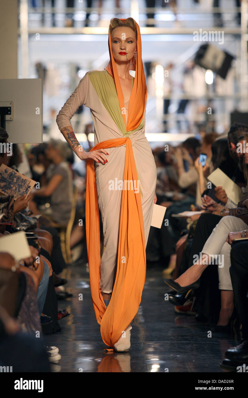 A model wears a creation by French designer Jean Paul Gaultier as part ...