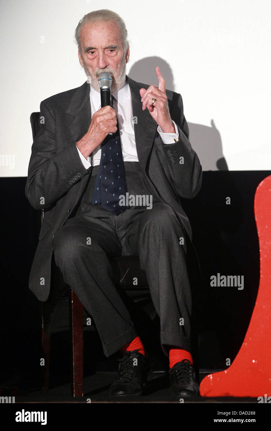 British actor Christopher Lee is pictured on stage at the celebration ...