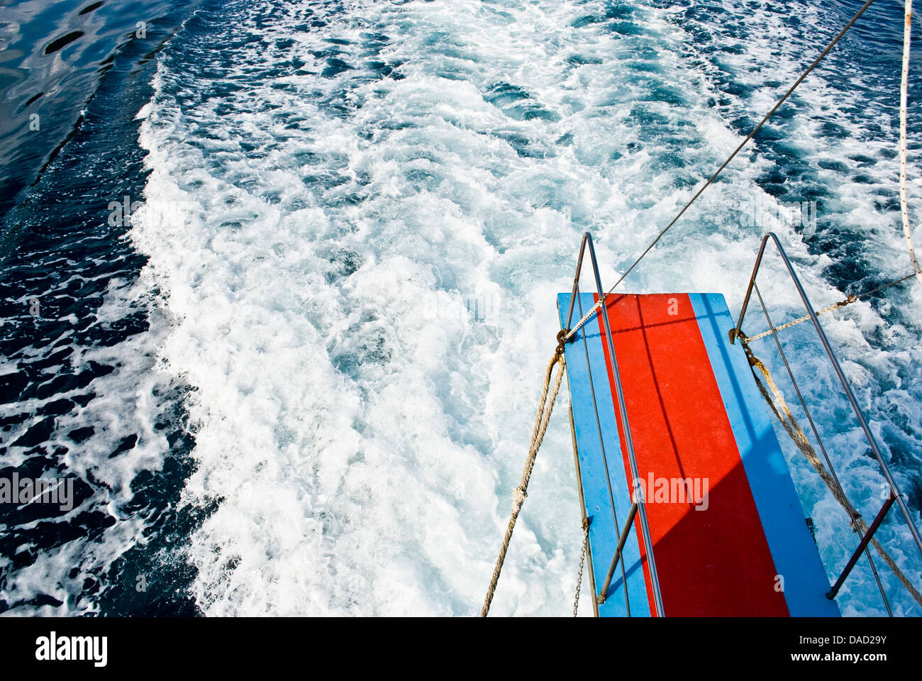 Cruise on the Aegean sea, view from ship stern Stock Photo - Alamy