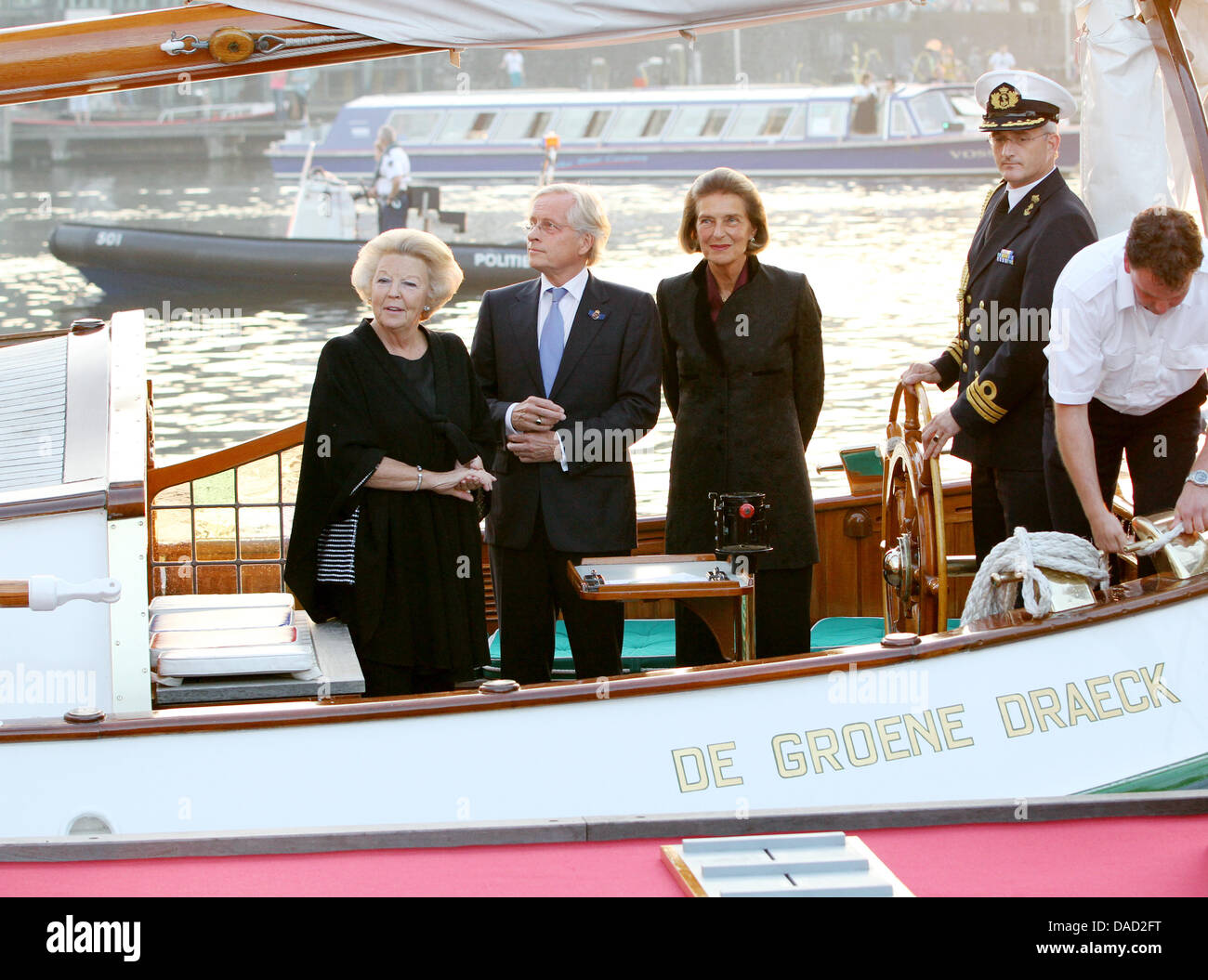 Dutch Queen Beatrix (L) arrives with the sailing yacht 'The Groene ...