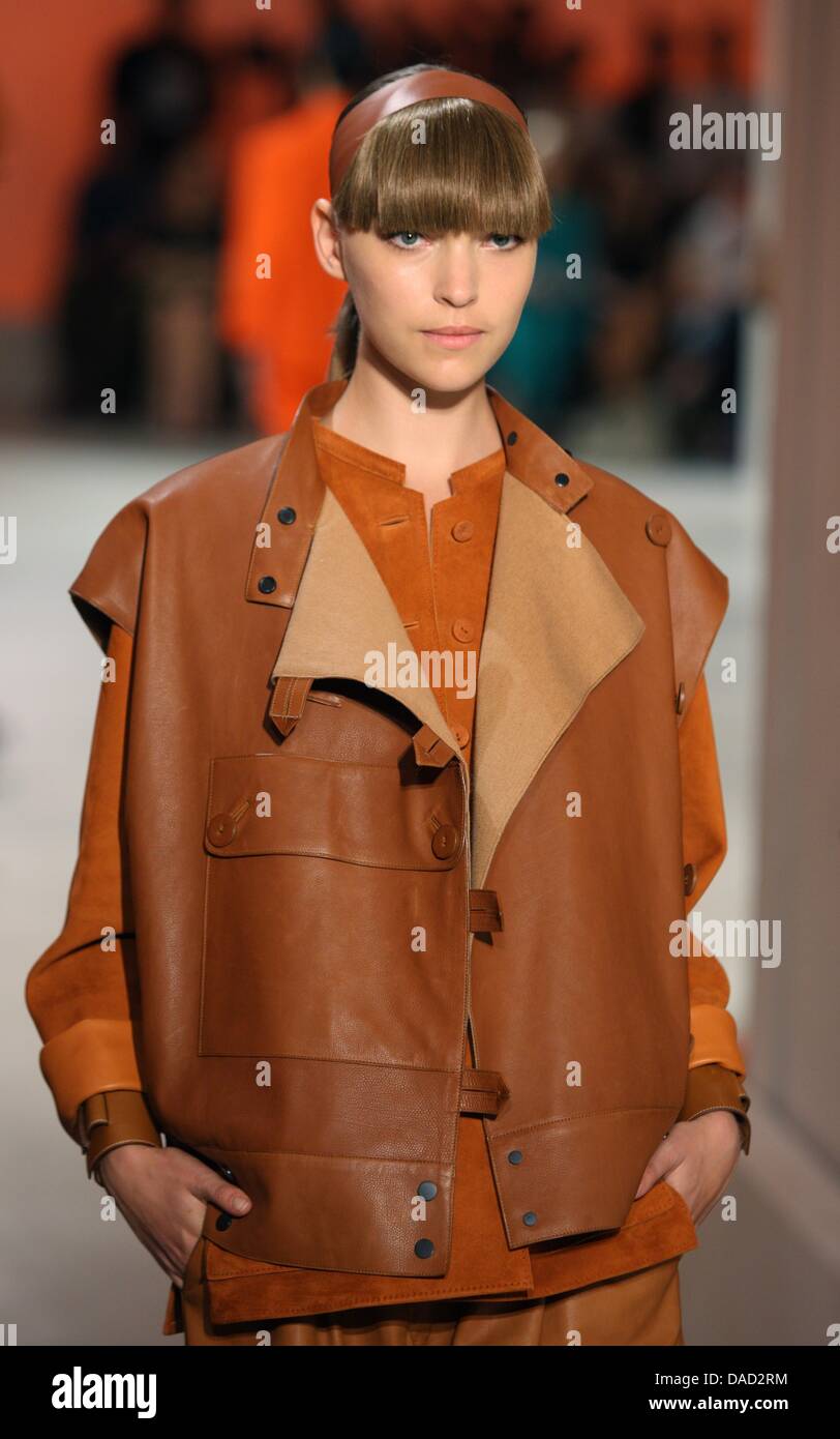 A model wears a creation by French designer Christophe Lemaire as part ...