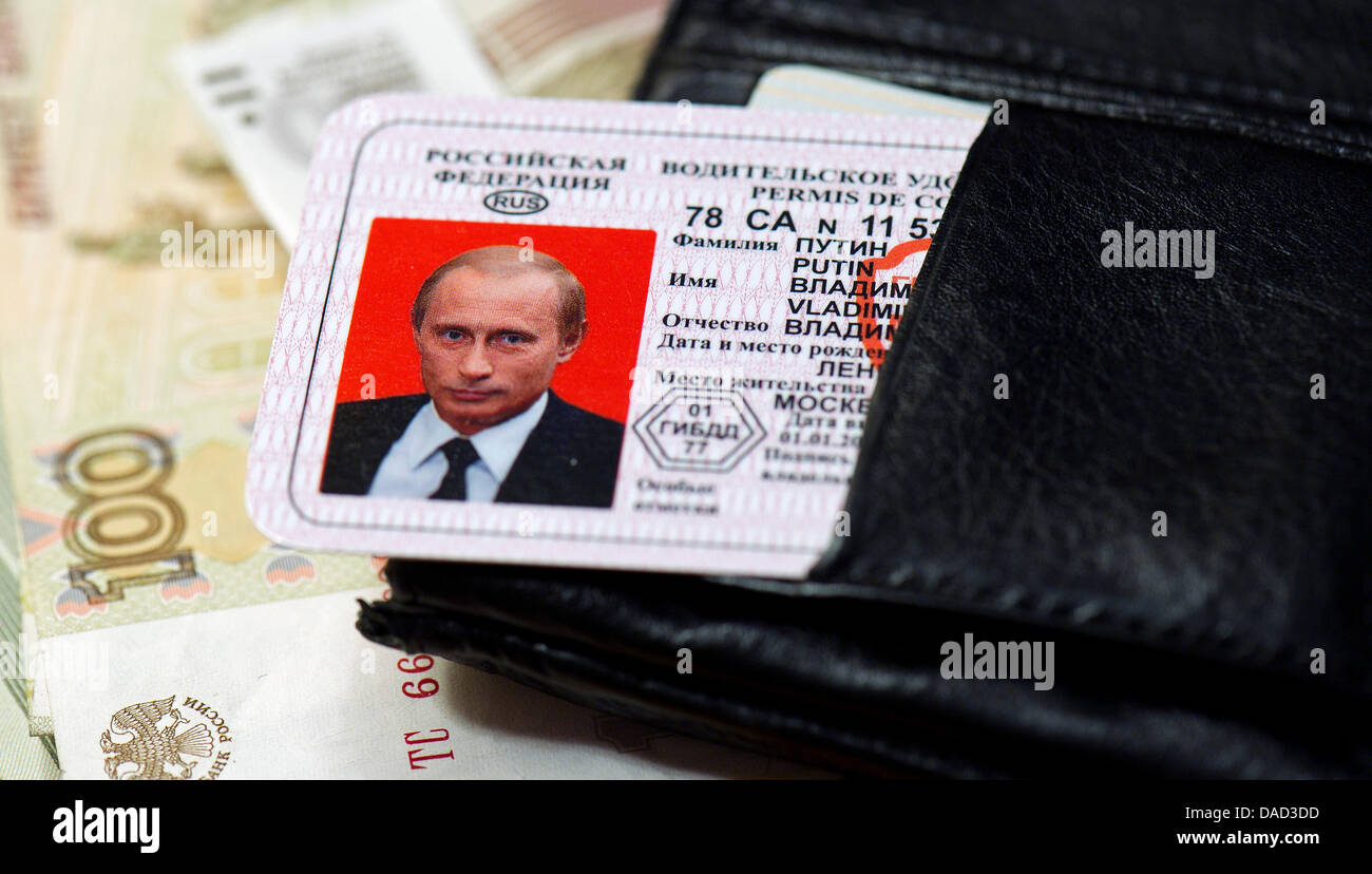 ILLUSTRATION - A faked drivers license of the Russian Prime Minister ...