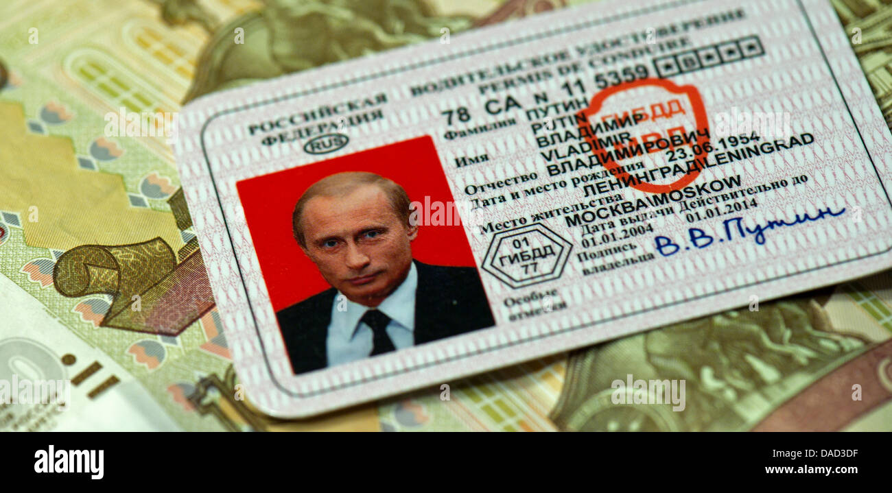 ILLUSTRATION - A faked drivers license of the Russian Prime Minister ...