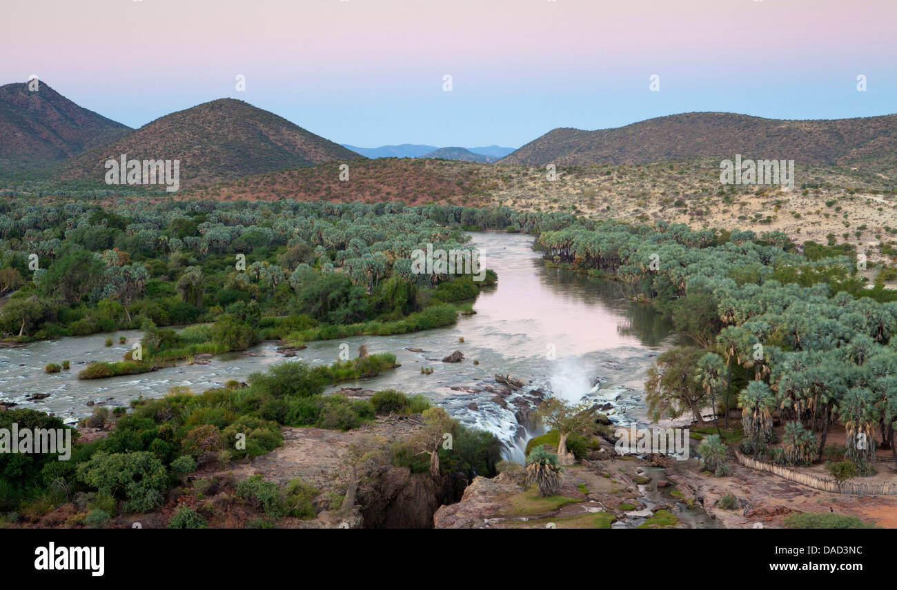 Epupa Falls on the Kunene River (which forms the border between Namibia ...