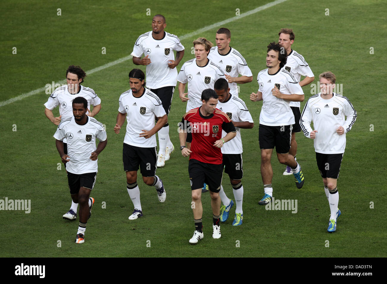 The players of the German national soccer squad in action during a ...