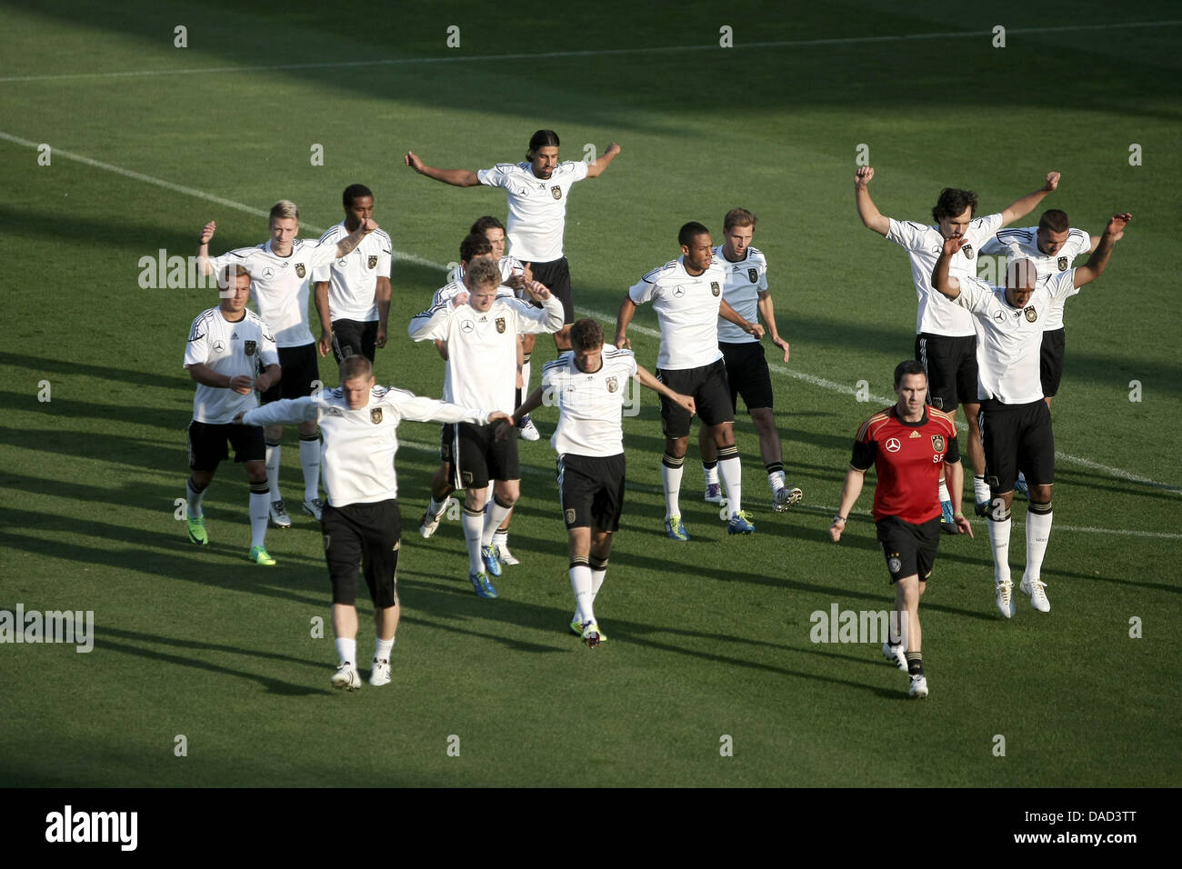 The players of the German national soccer squad in action during a ...
