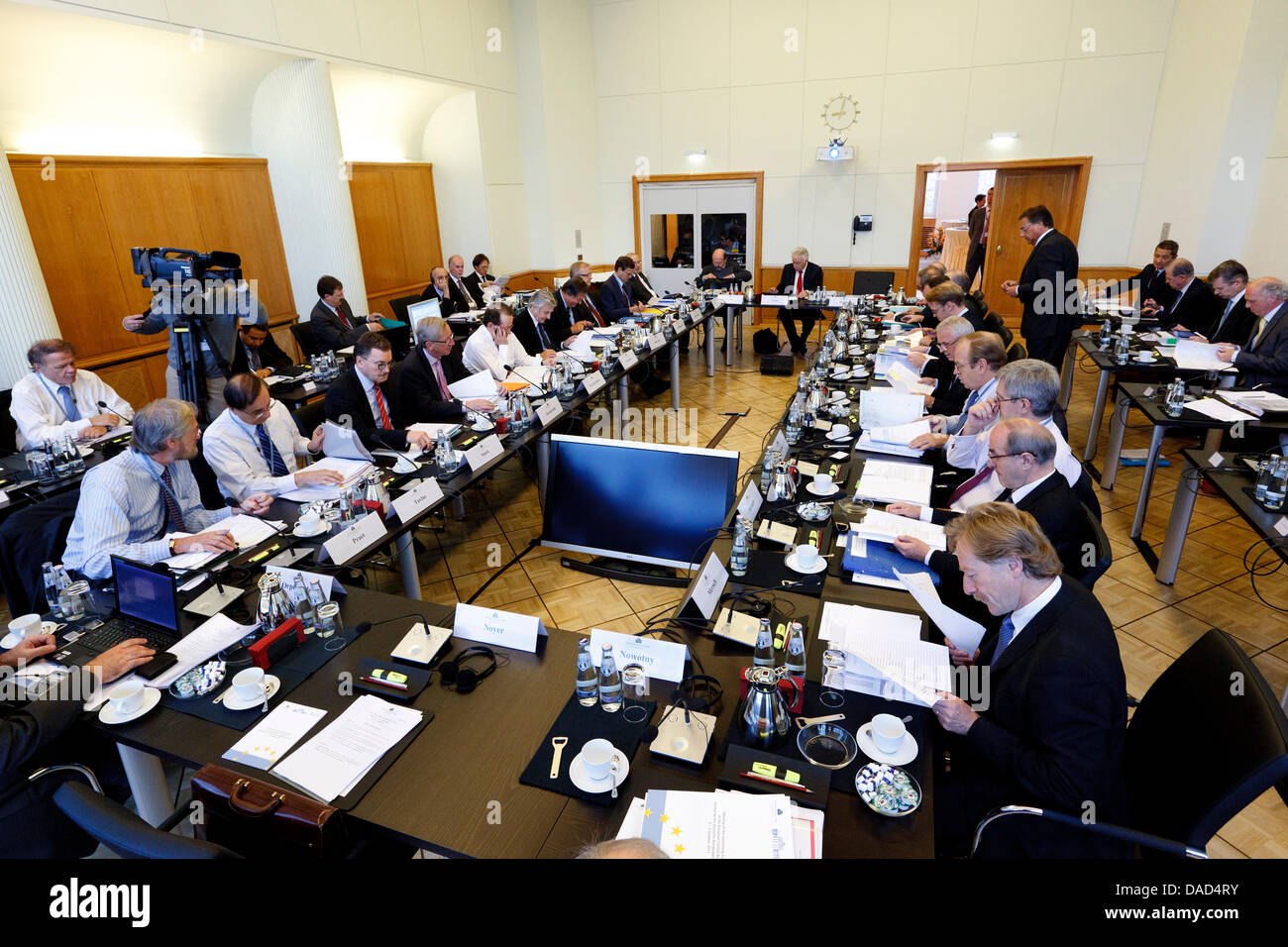 Members of the Governing Council of the European Central Bank are seen ...