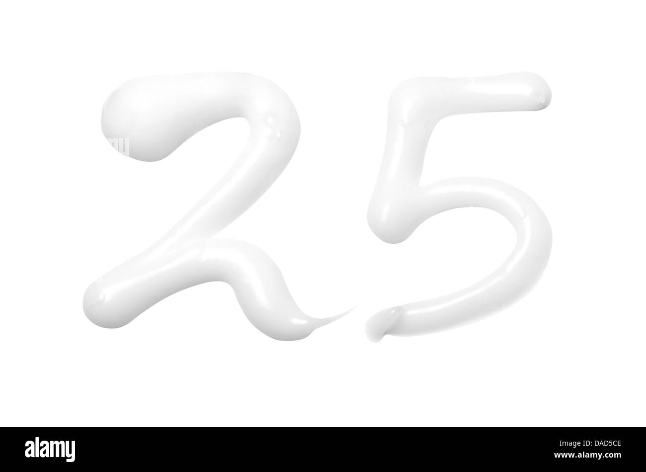 white beauty cream in the number 25 cut out onto a white background ...