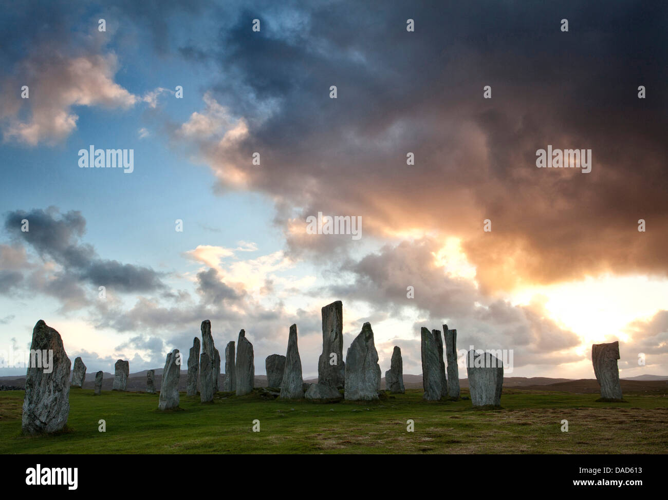 Standing Stones of Callanish at sunset with dramatic sky in the ...
