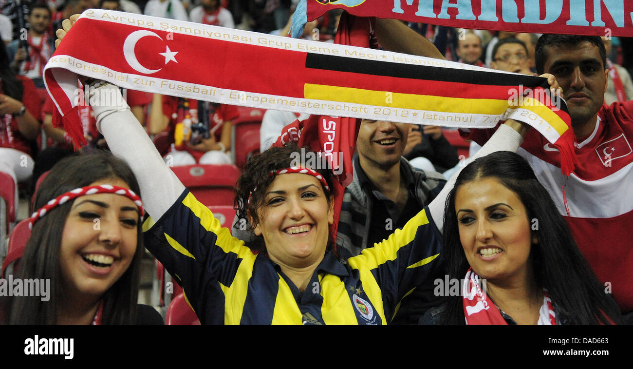 Turkish soccer fans pose prior the match between Turkey and Germany at ...
