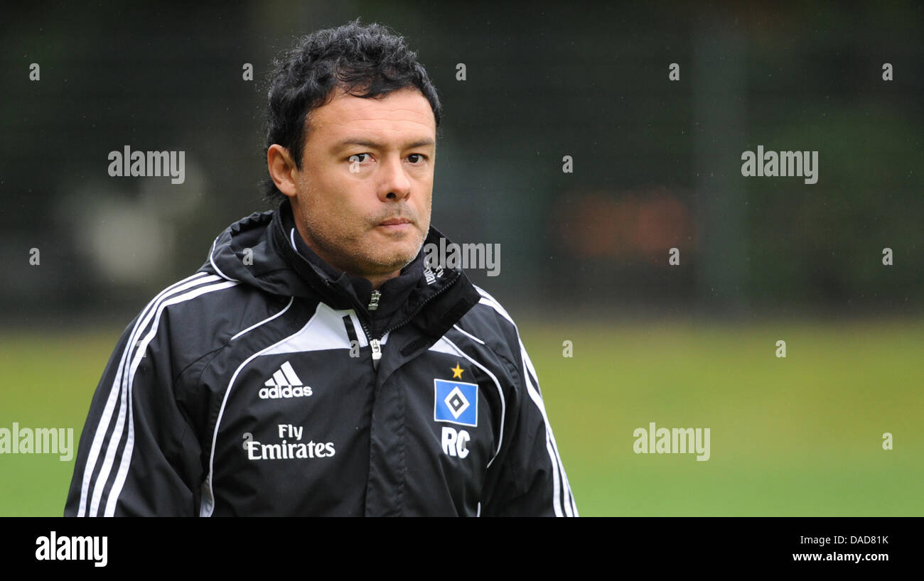 Co trainer Rodolfo Esteban Cardoso guides a team's training session at ...