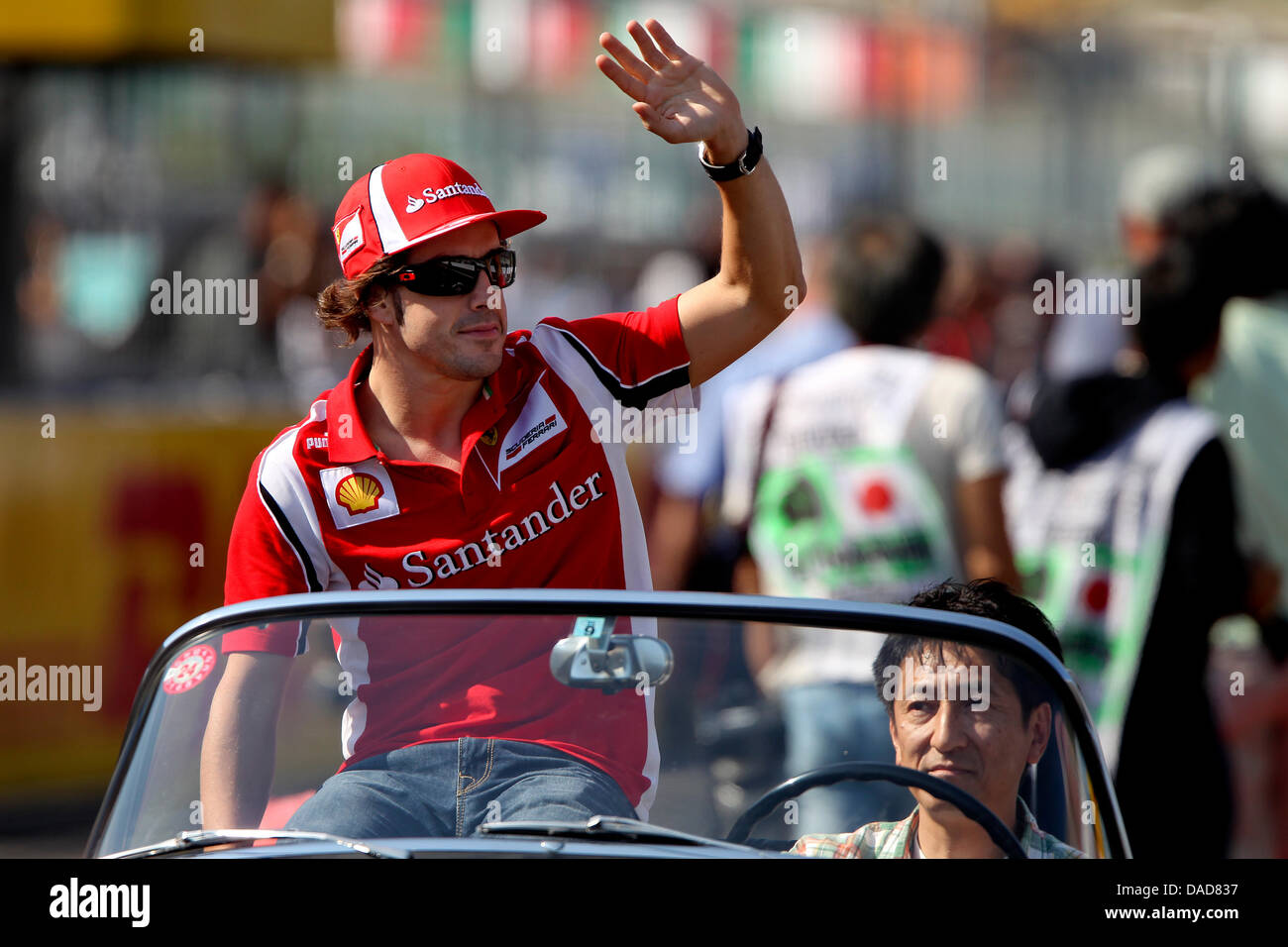 Spanish Formula One driver Fernando Alonso of Ferrari joins the drivers ...