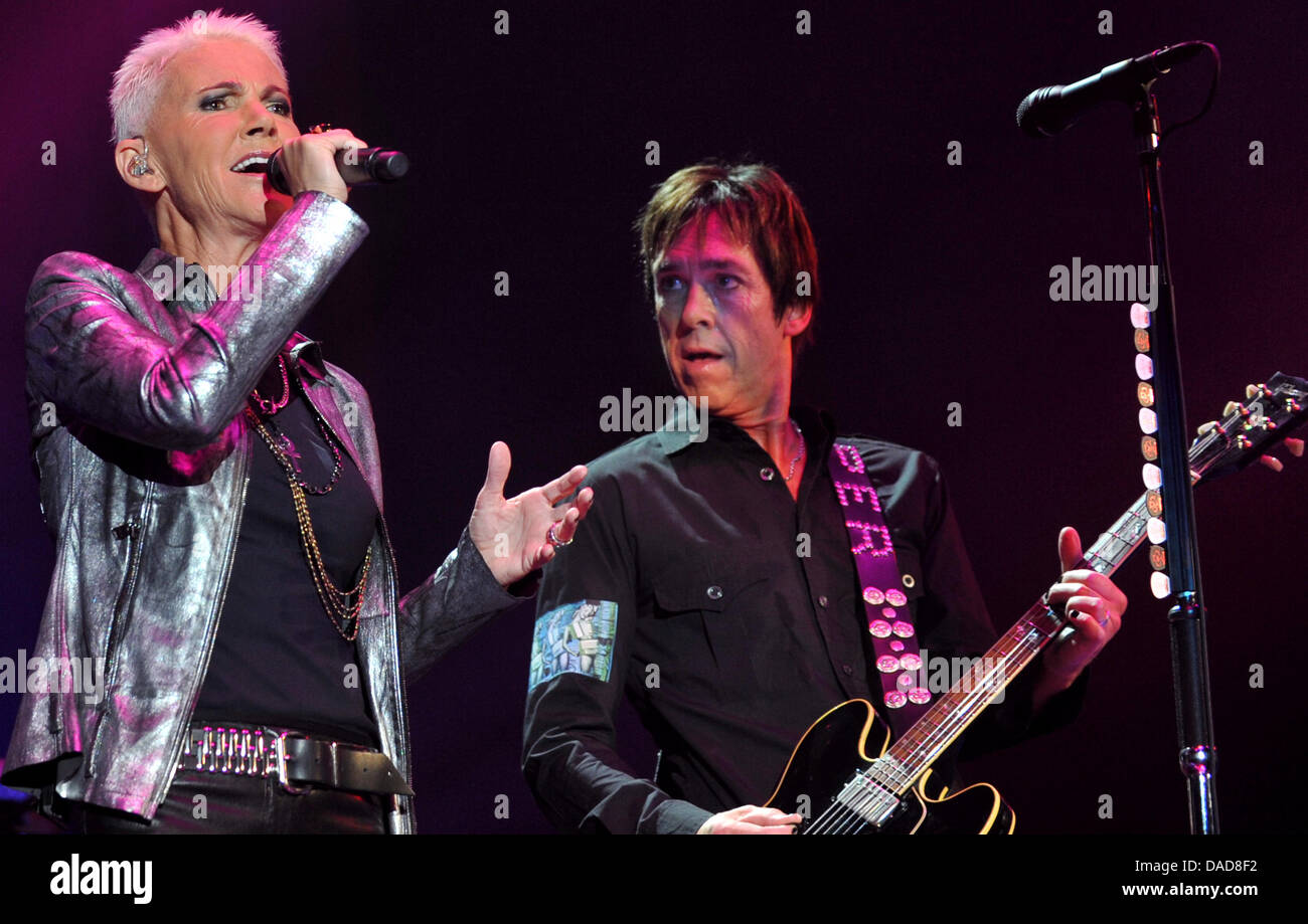 The Swedish pop music duo Roxette, with singer Marie Fredriksson and ...