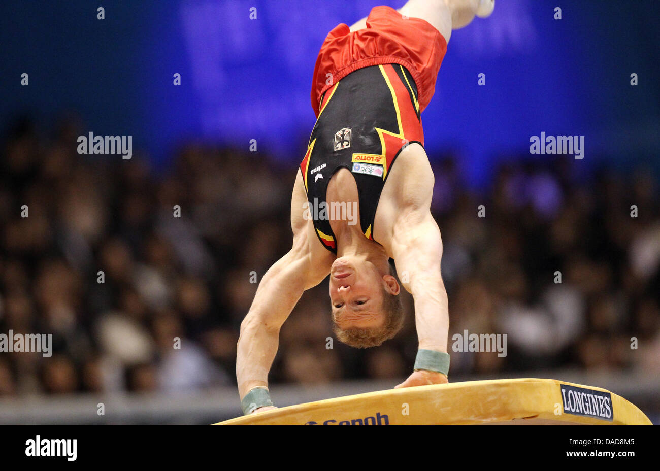 Fabian Hambüchen of Germany performs on the vaulting table during the ...