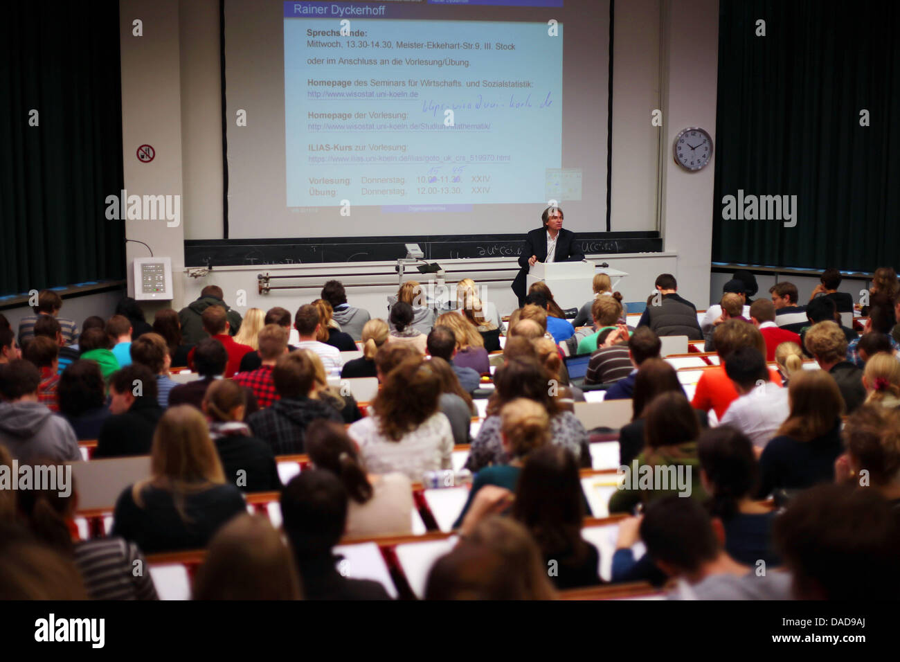 Students attend a lecture at the University of Cologne, Germany, 13 ...