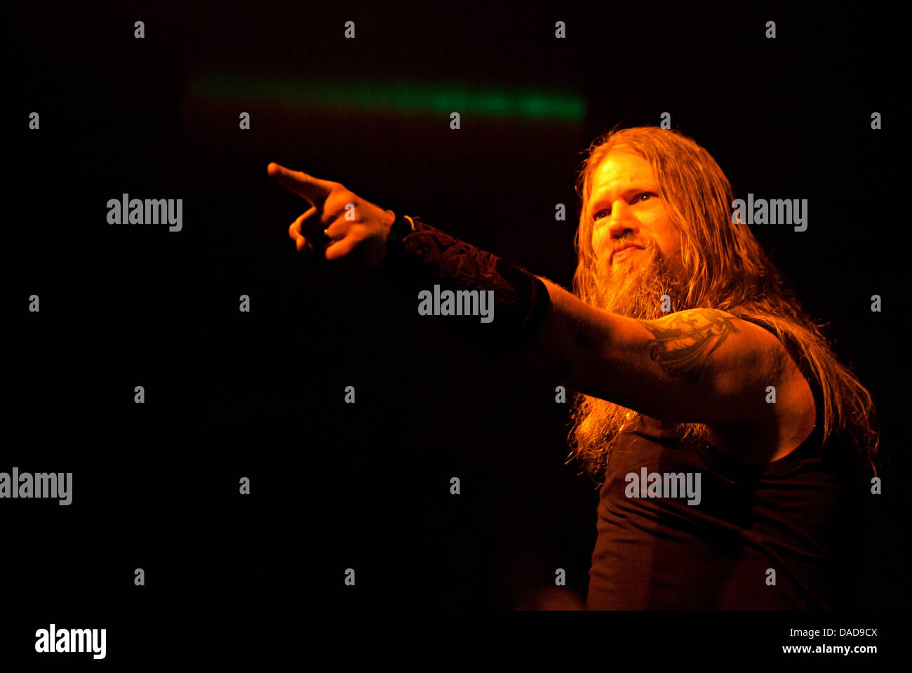 Johan Hegg, singer of the death metal band Amon Amarth, performs at a ...