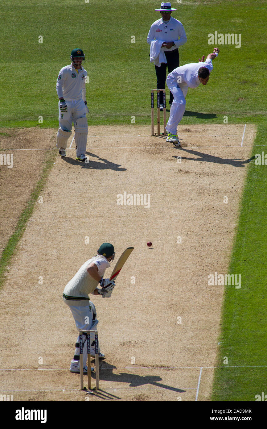 Nottingham, UK. 11th July, 2013. England's Steven Finn bowling to ...