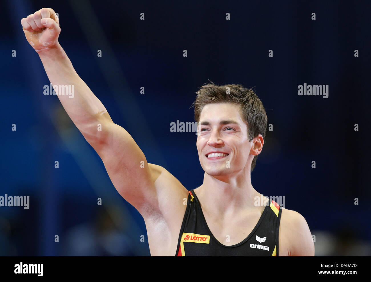 Silver medal gymnast Philipp Boy of Germany celebrates after the men's ...