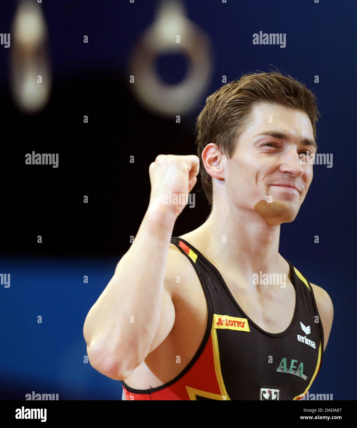 Silver medal gymnast Philipp Boy of Germany celbrates after the men's ...