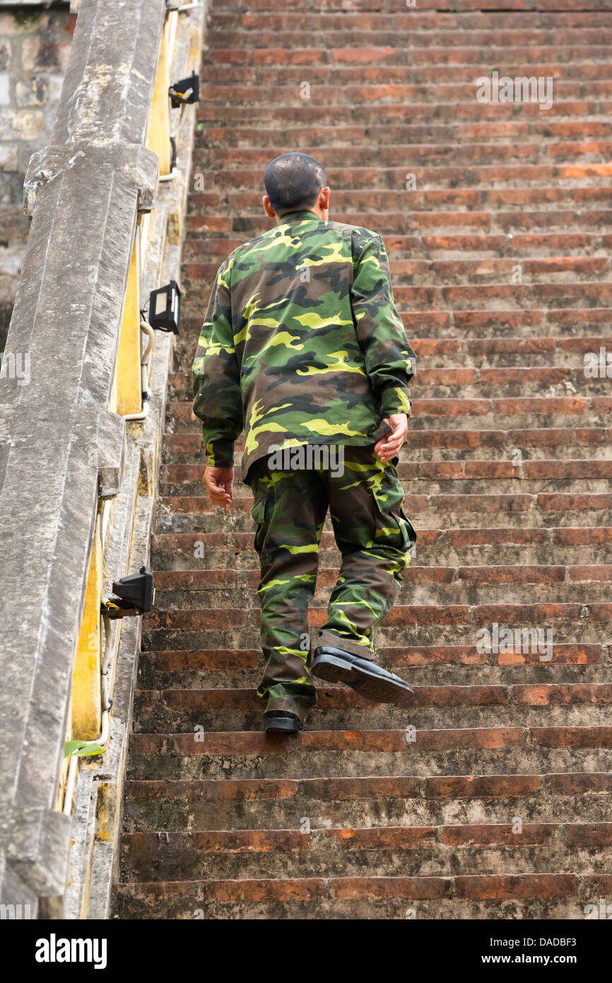 Soldier climbing up a Staircase on the Ground of the Imperial Citadel ...