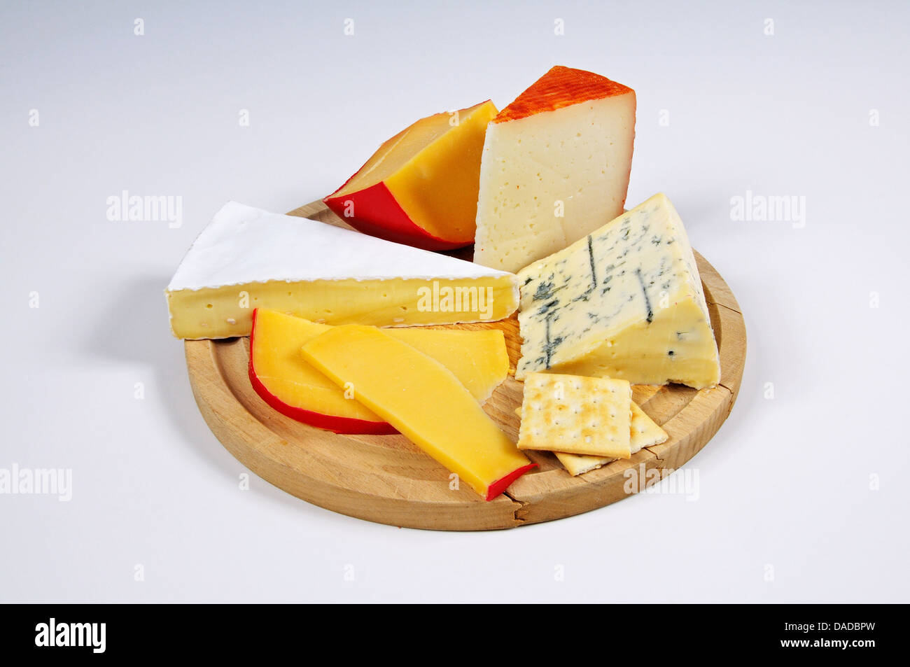 Cheese selection of Dutch Edam, French Brie, Spanish Manchego and ...