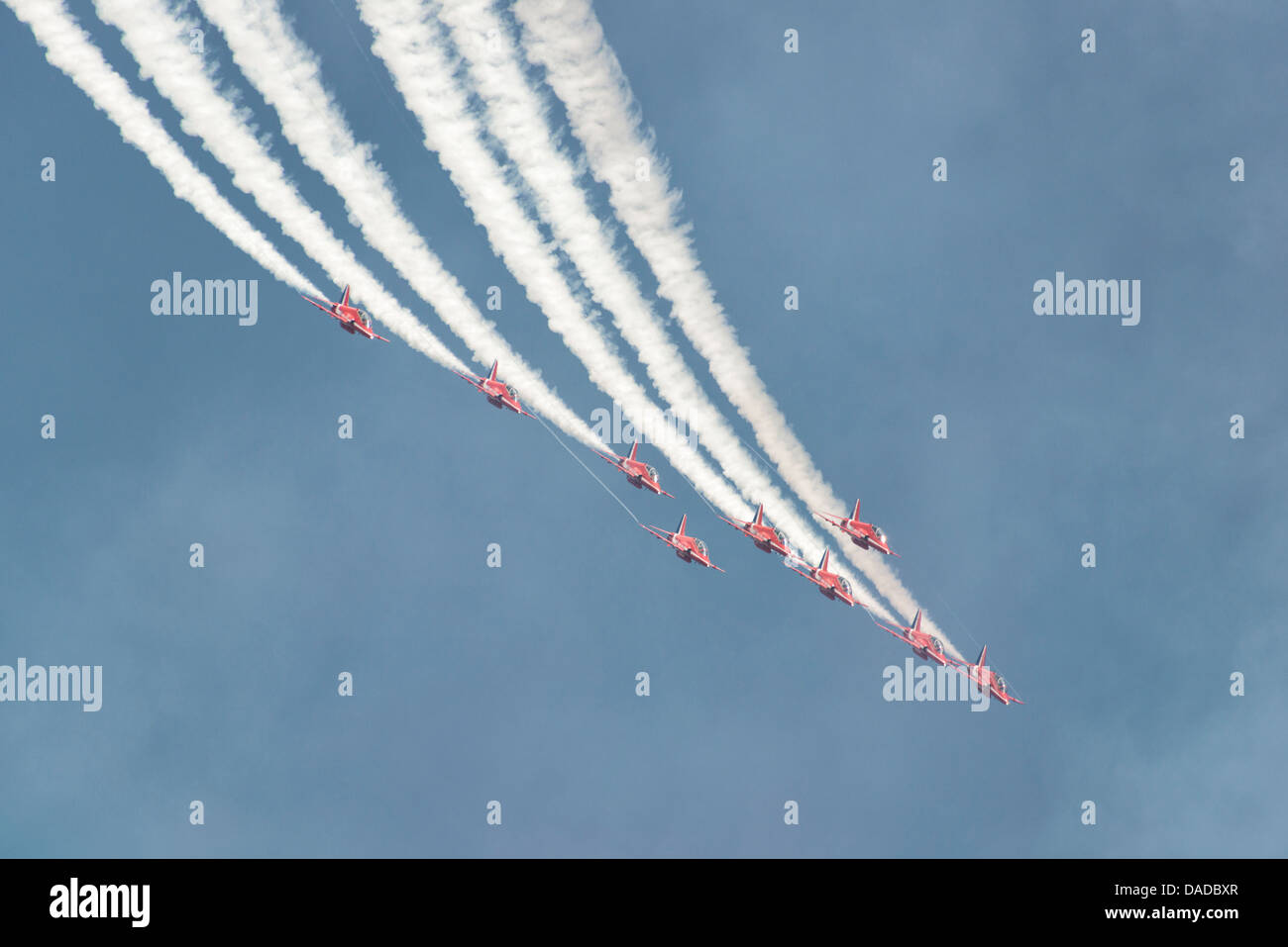 British Royal Air Force Red Arrows Military Aerobatic Display Team dive ...