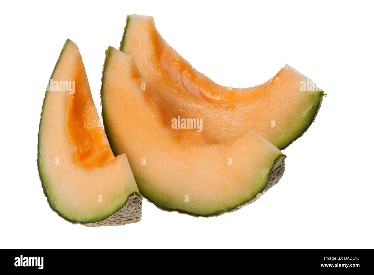 Slices of rockmelon isolated on white background Stock Photo - Alamy