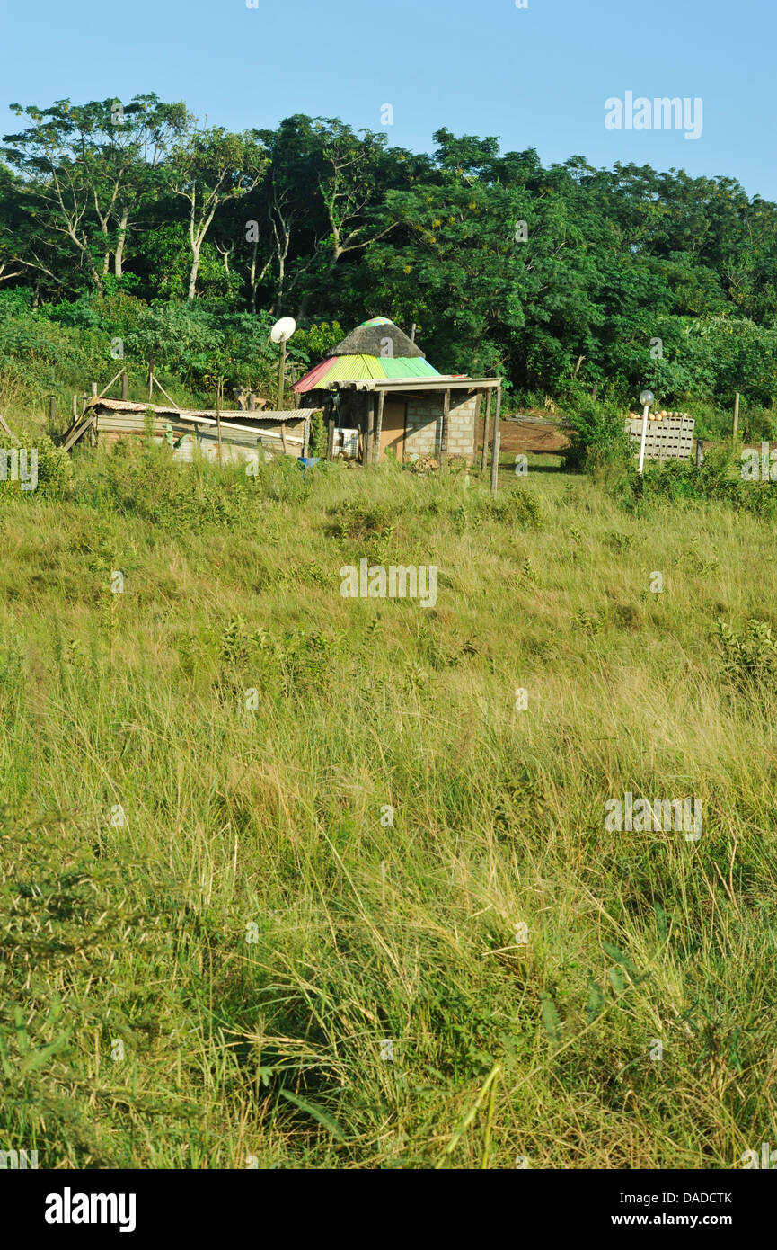 Mandini, KwaZulu-Natal, South Africa, landscape, Zulu house in country ...