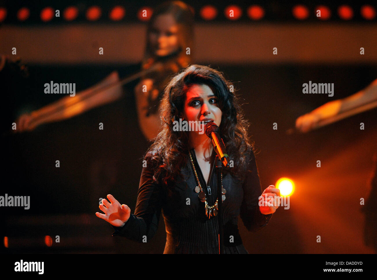 British-Georgian singer Katie Melua performs during the recording of ...