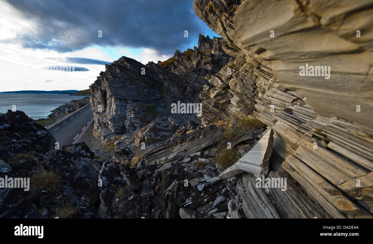 Bizarre cliffs of rock tower above route 889 heading towards the ...