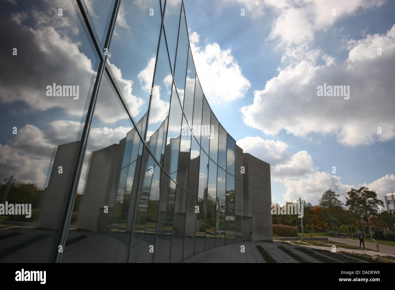 The rounded facade of the Galileo control center reflects itself in ...