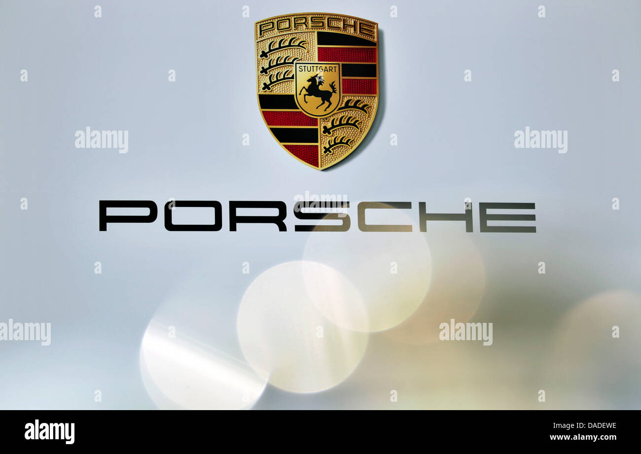 The logo of car manufacturer Porsche on display after the foundation ...