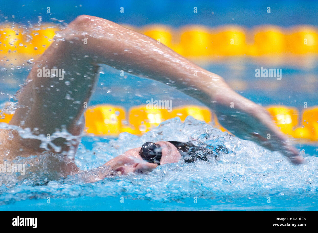American swimmer Allison Schmitt swims the women's 200 meter freestyle ...