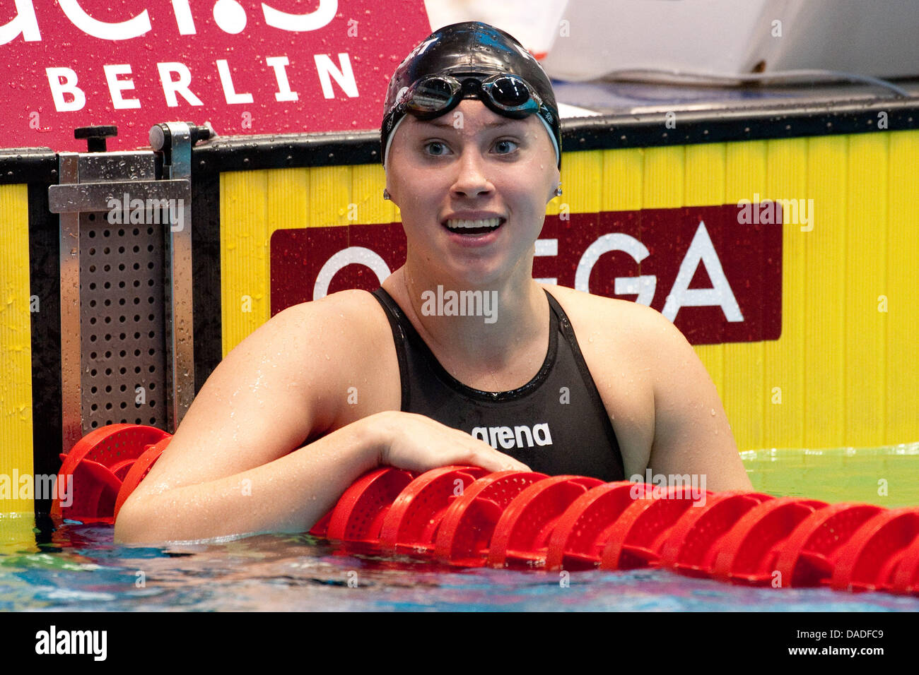 German swimmer Sarah Koehler is seen after the women's 200 meter ...