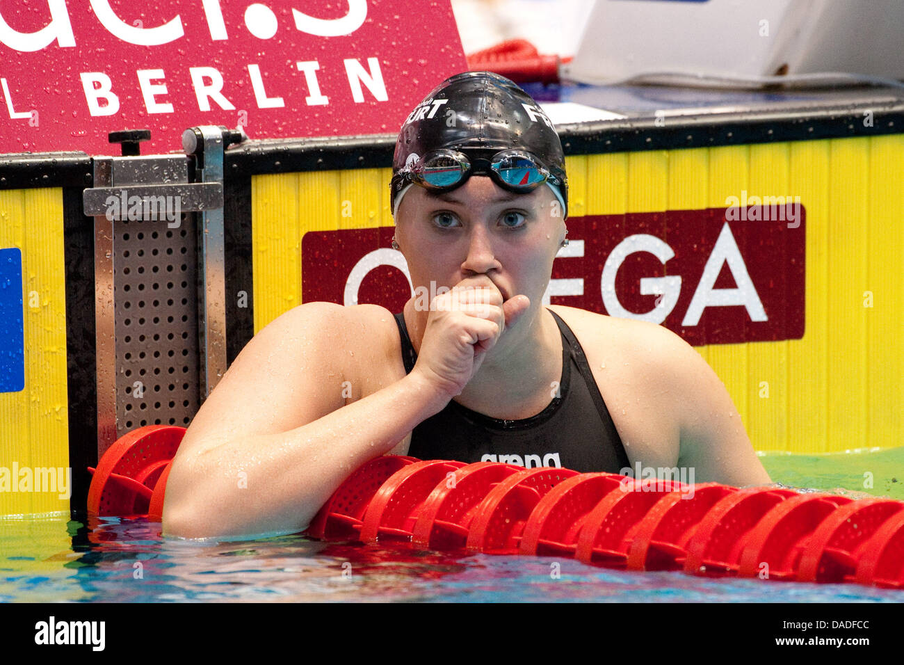 German swimmer Sarah Koehler is seen after the women's 200 meter ...