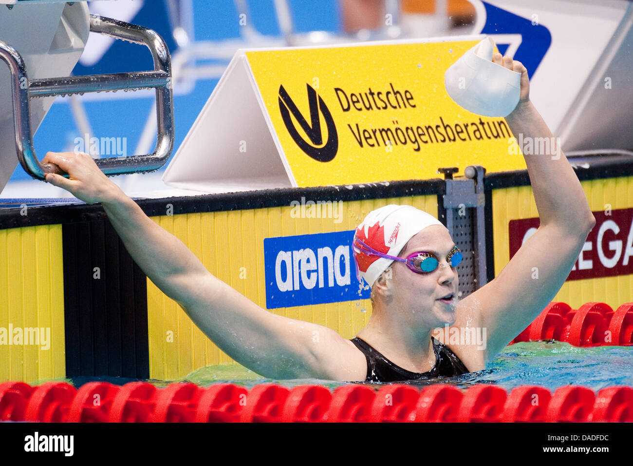 Canadian swimmer Erica Morningstar is seen after the women's 200 meter ...