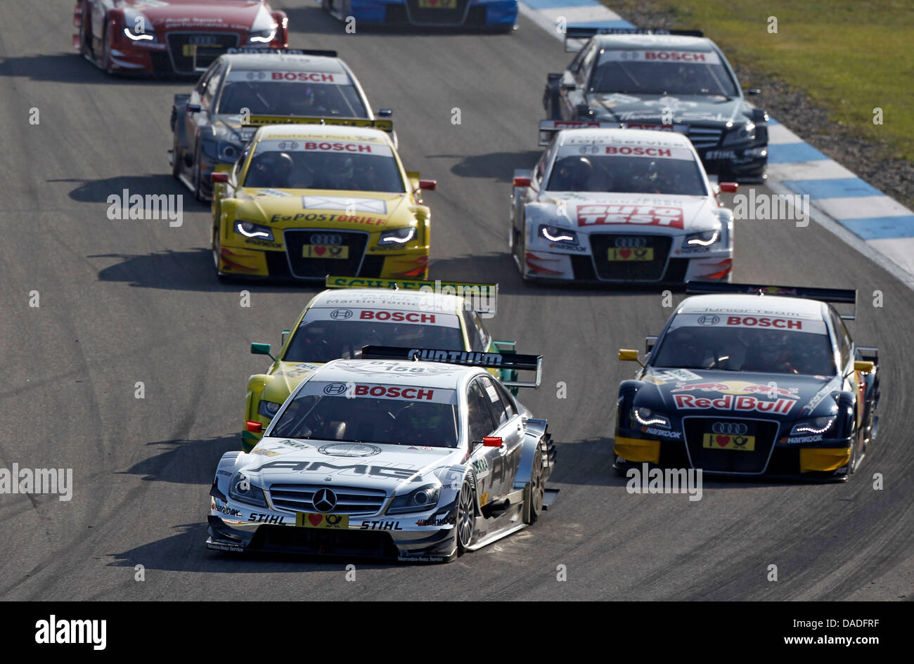 British Racing driver Jamie Green (front) from AMG Mercedes is in the ...