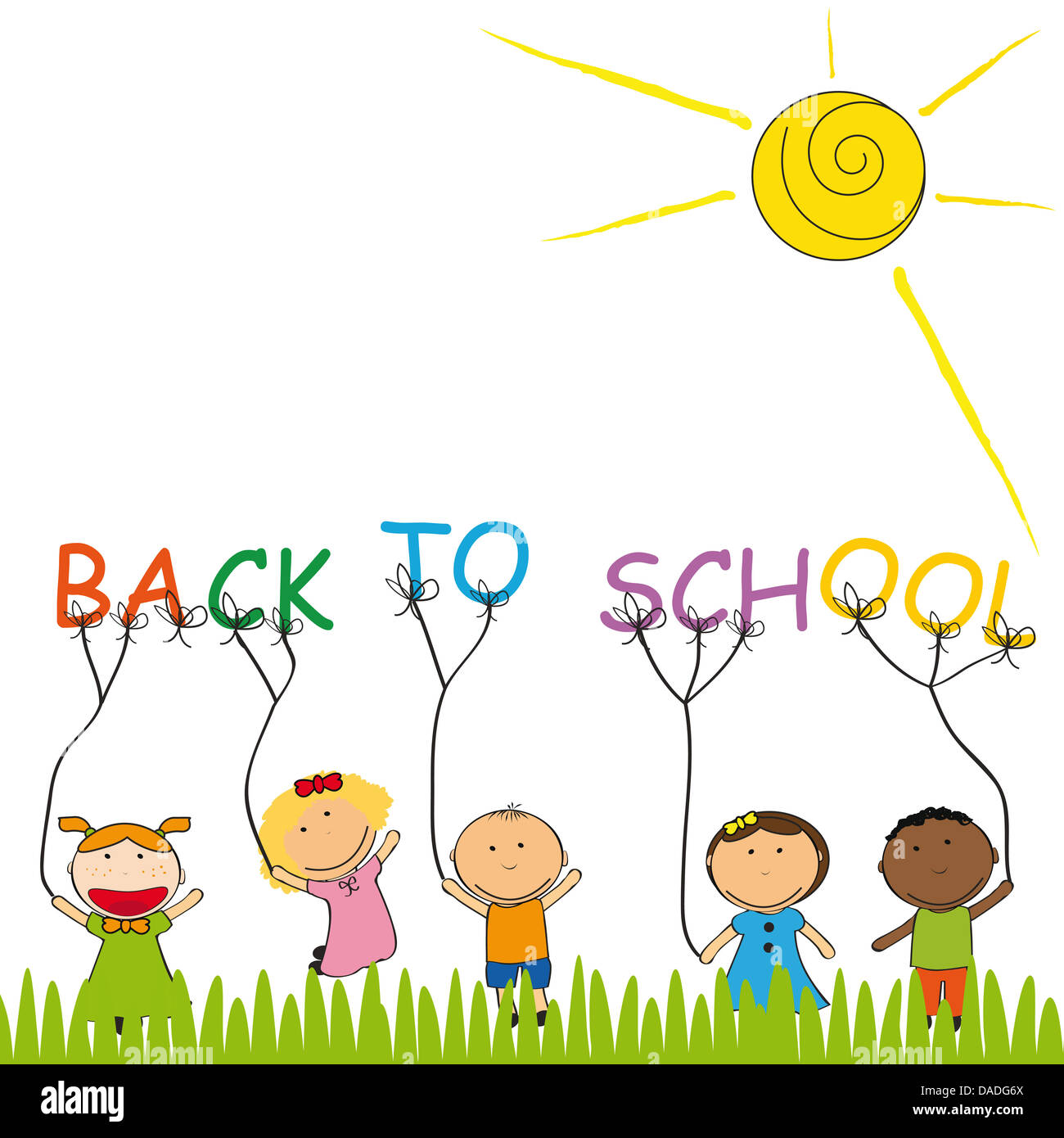 Happy and cute kids back to school Stock Photo - Alamy