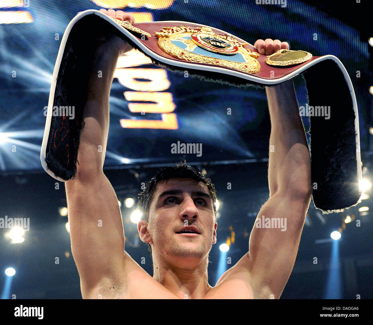 German cruiser weight boxer Marco Huck celebrates his win after the ...