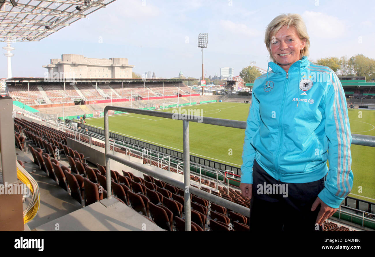 German national women's soccer head coach Silvia Neid smiles after a ...