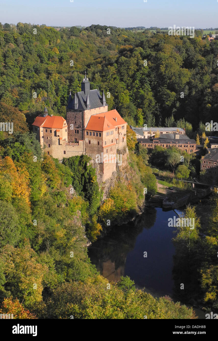The autumn sun shines onto Kriebstein Castle in Kriebstein, Germany, 16 ...