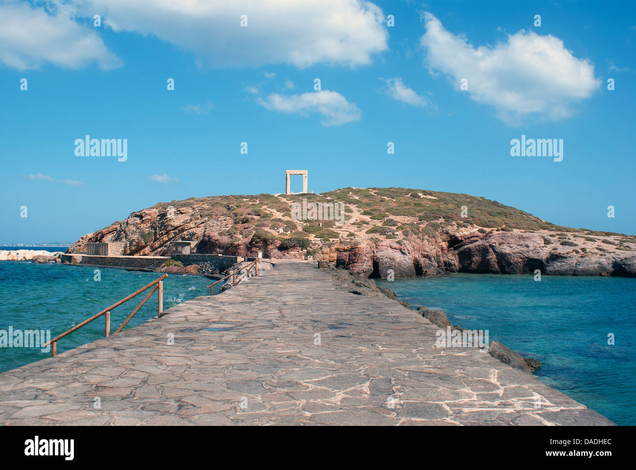 Ancient gate of Apollon temple at the island of Naxos in Greece Stock ...