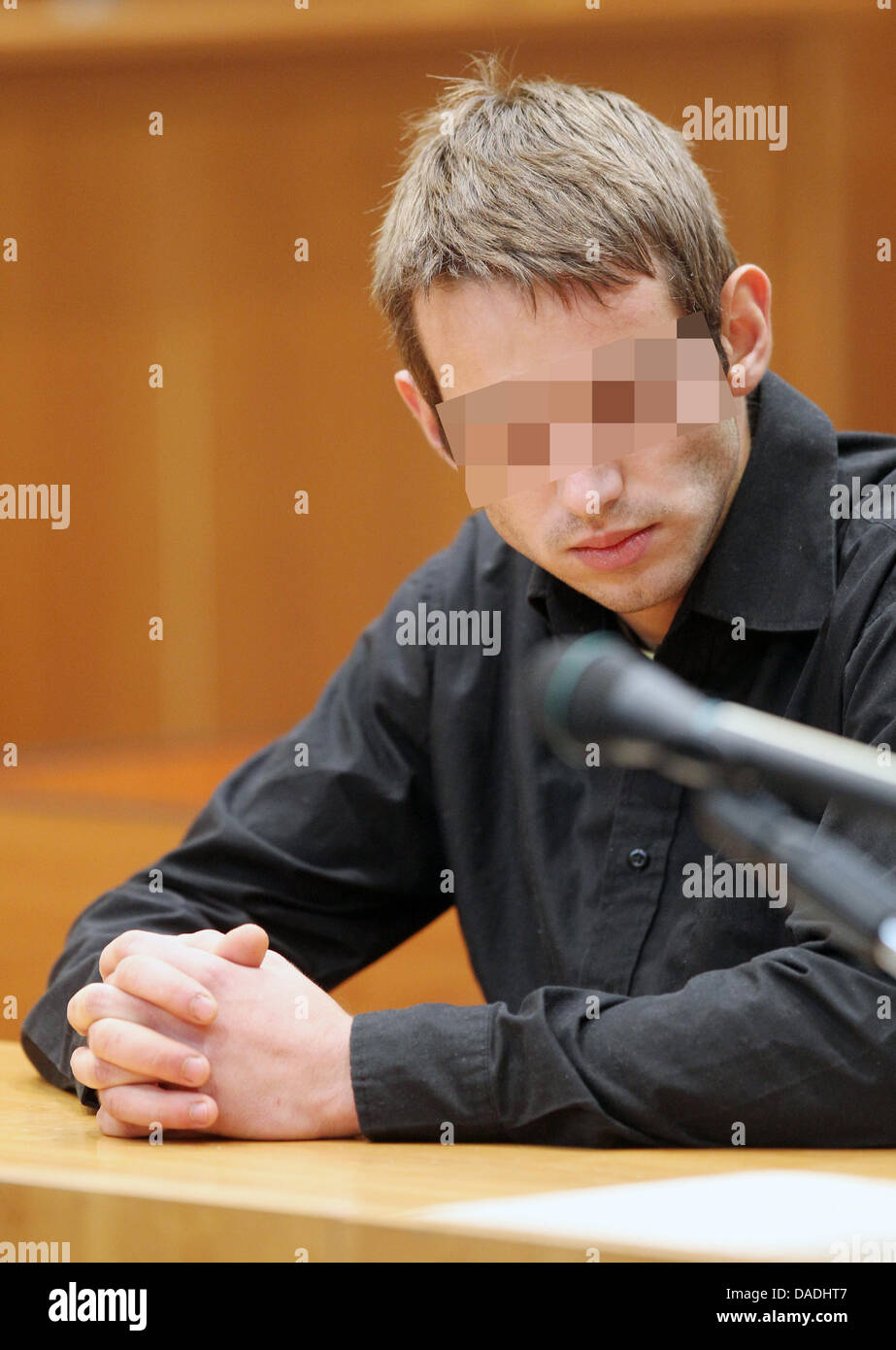 The accused, Patrick S., sits in a court room at the state courthouse ...