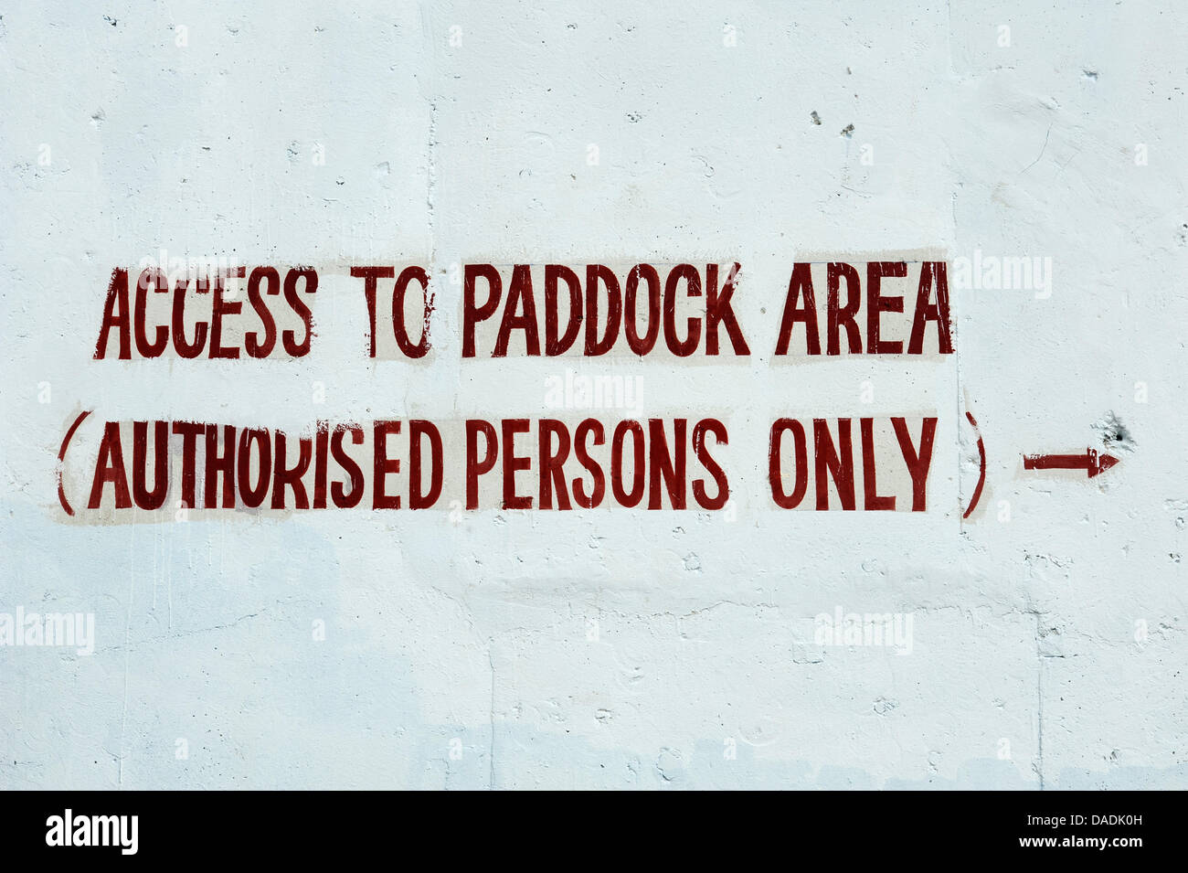 A sign reading "access to paddock area" is seen at the race track Buddh ...