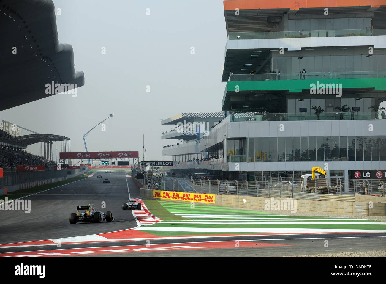 Italian Formula One driver Jarno Trulli of Team Lotus steers his car ...