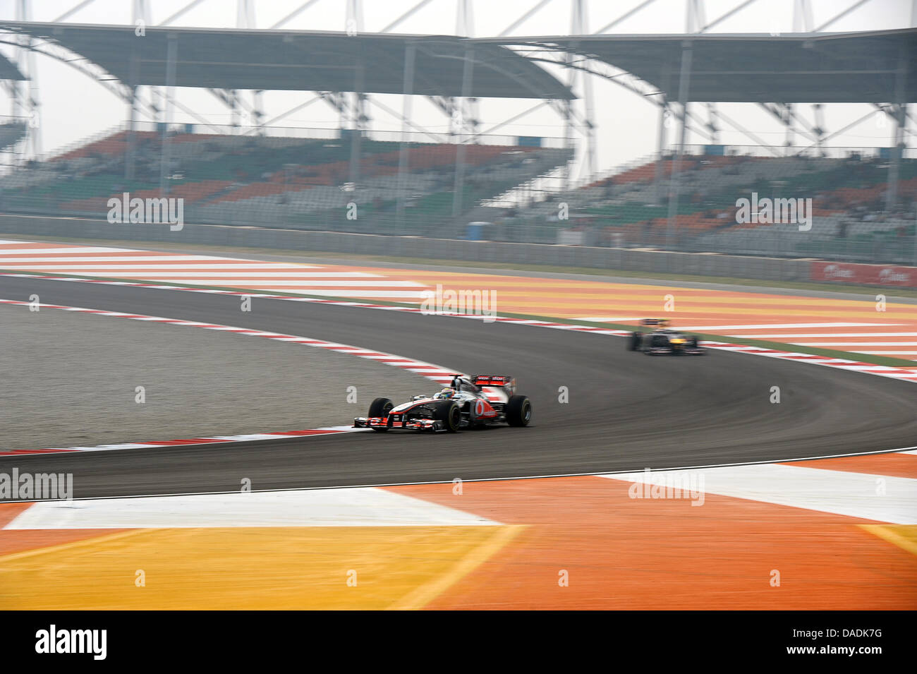 British Formula One driver Lewis Hamilton of McLaren Mercedes his car ...